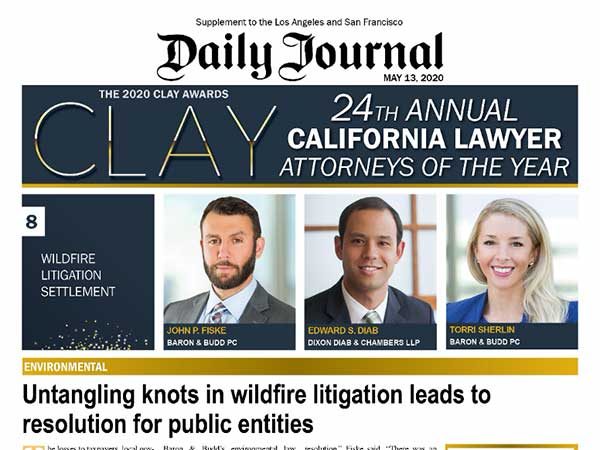 John Fiske and Torri Sherlin, California Lawyer Attorneys of the Year Award